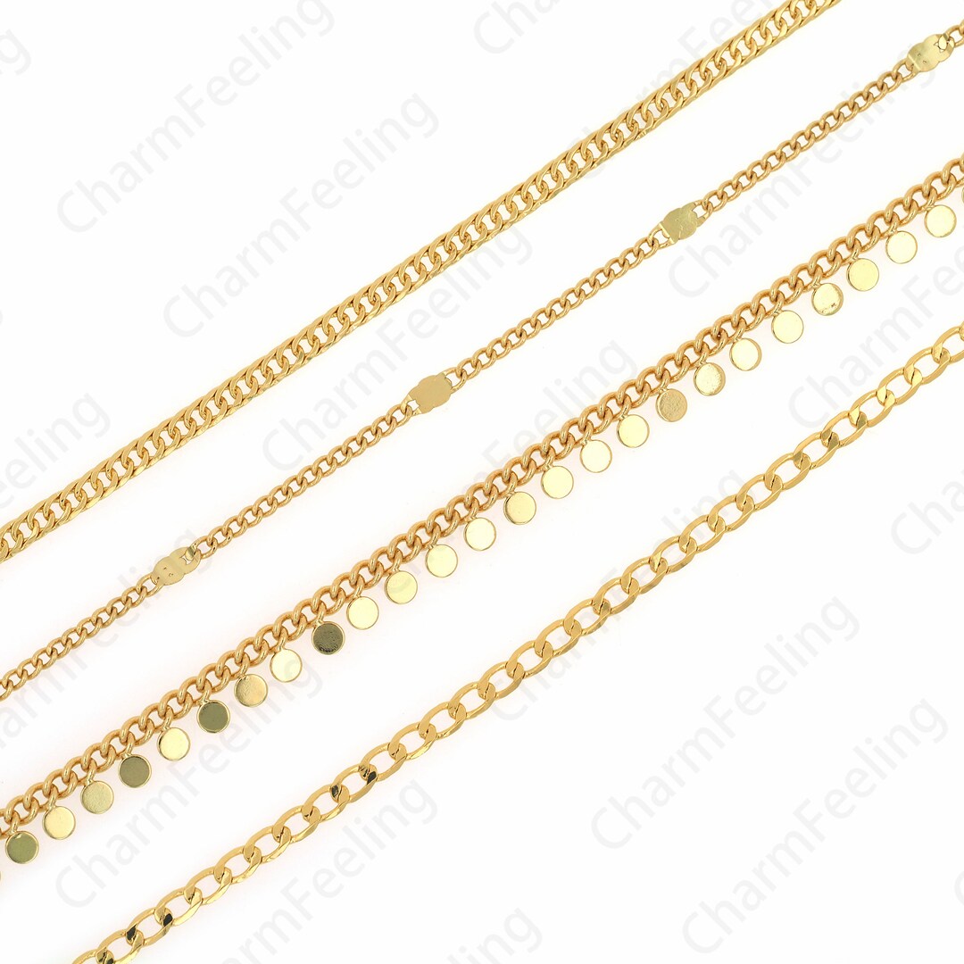 Continuous Chain, Brass Chain, Jewelry Chain, 18K Filled Gold Paperclip ...