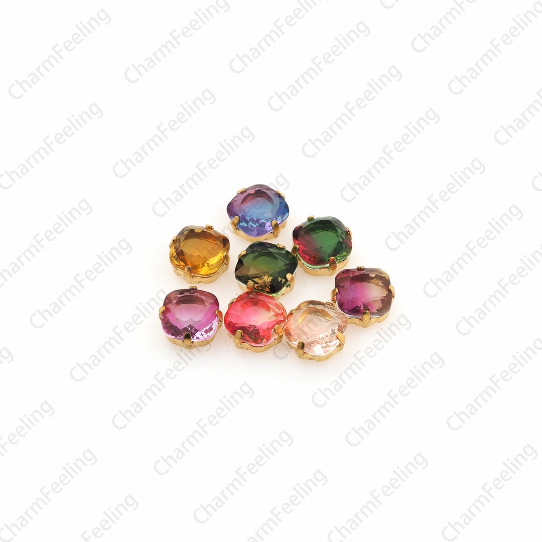 10pcs,crystals,flat Back Crystal Rhinestones,glass Crystals With Gold ...