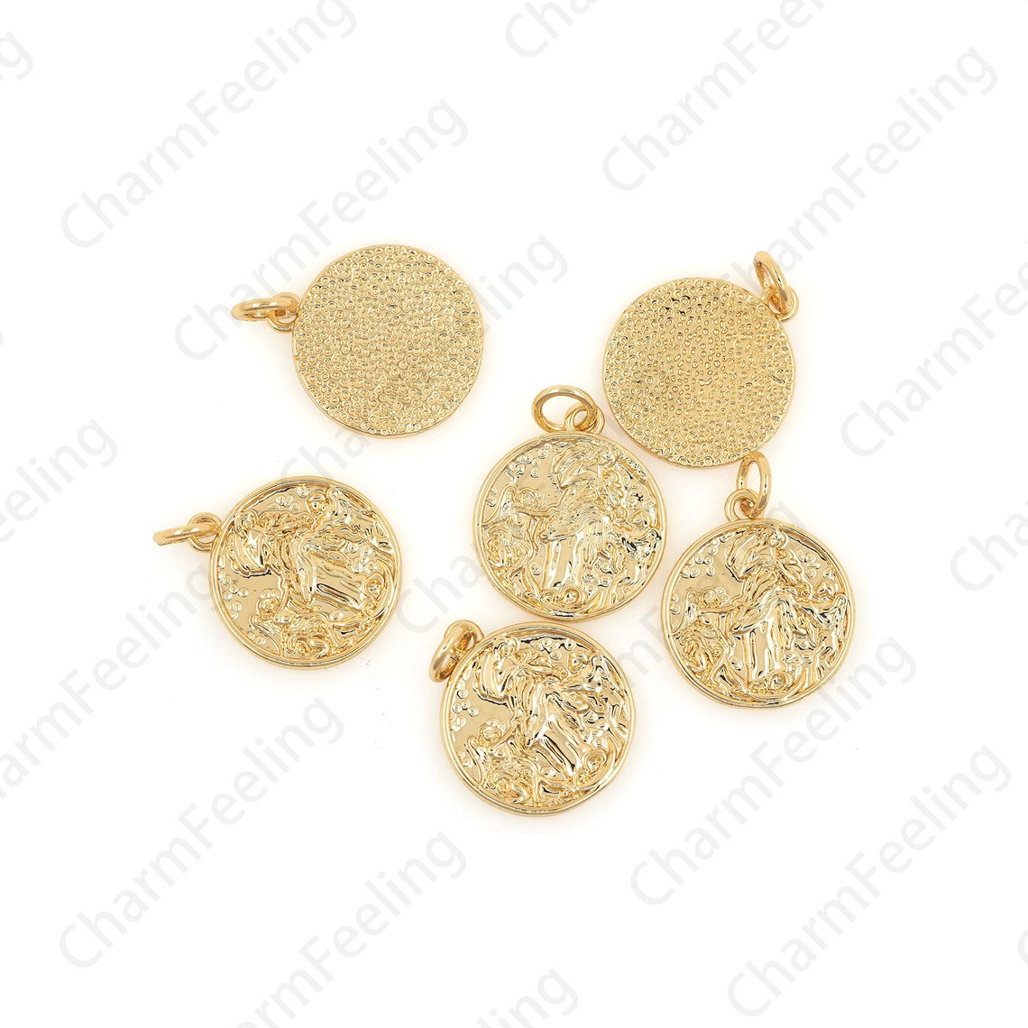 Medal Necklace, Gold Coin Pendant,round Charm, Roman Coin Pendant ...