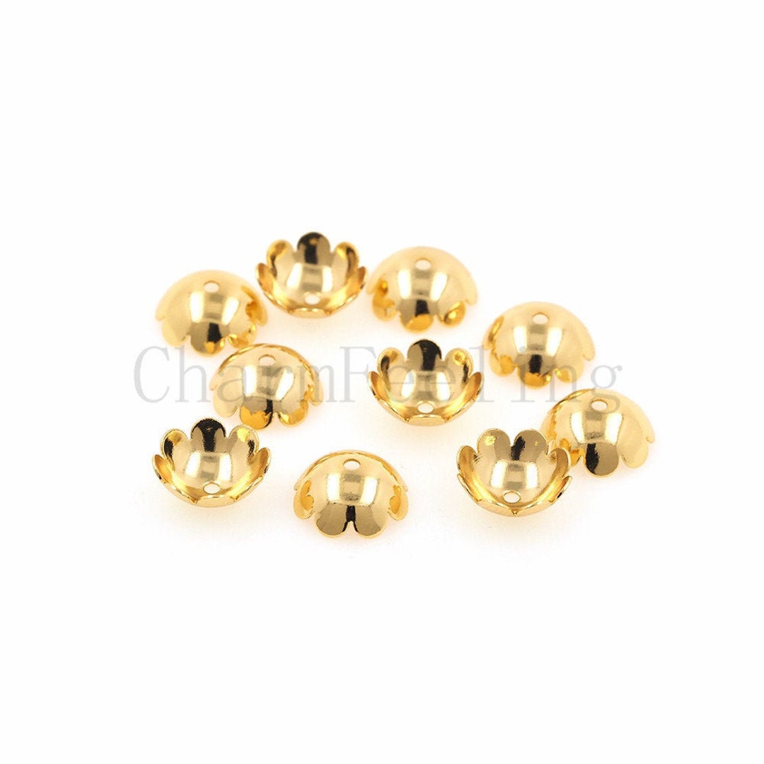 10 Pcs 18K Gold Filled Flower Bead Caps,pearl Caps,round Bead Caps ...