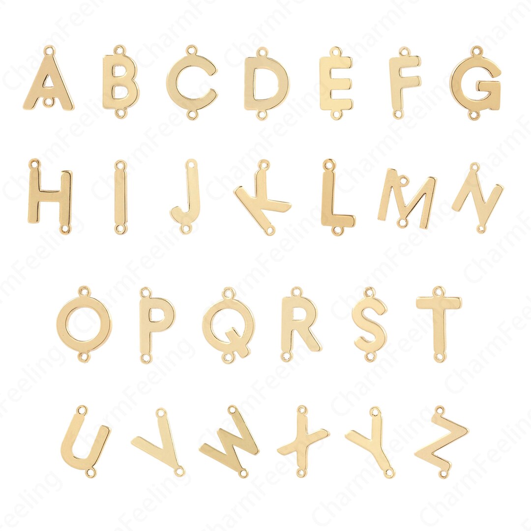 Alphabet Connector, 18K Gold Filled 26 Letter Connectors, Initial ...