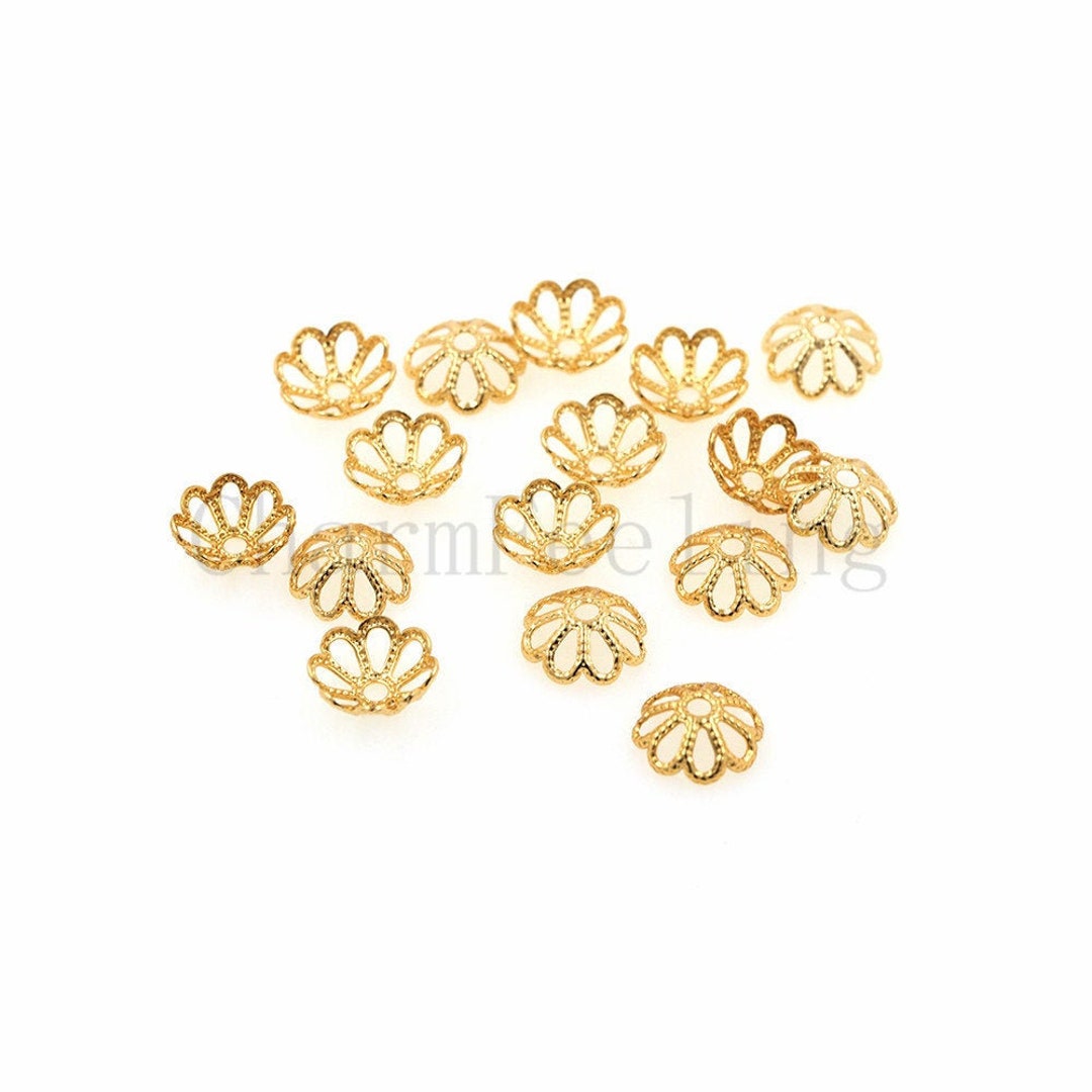 10 Pcs 18K Gold Filled Flower Bead Caps,pearl Caps,round Bead Caps ...