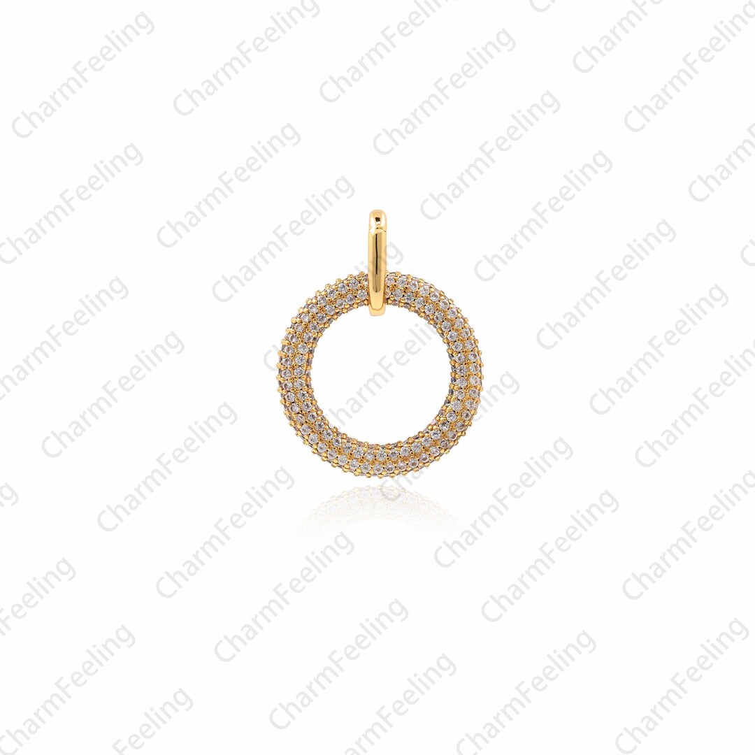 18K Gold Filled Round Necklace, Round Pendant, Circle Pendant, Hollow ...