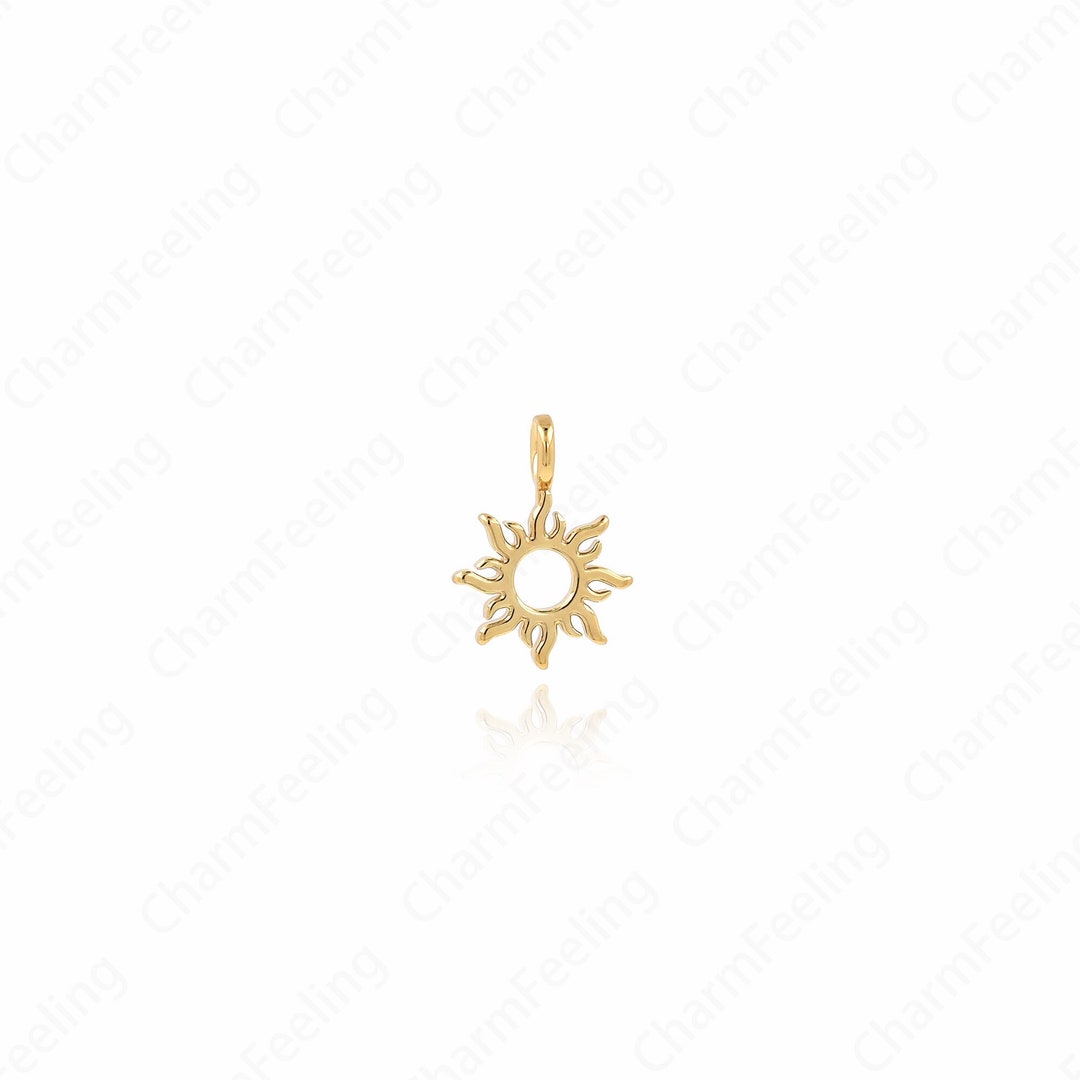 Round Coin Pendant, Sunshine Pendant, 18K Gold Filled Sun Necklace, Sun ...
