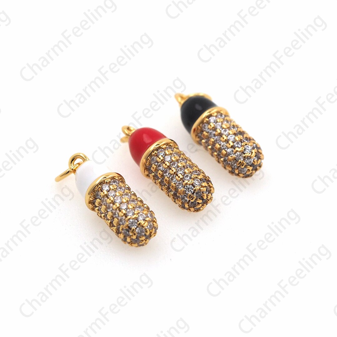 Pill Pendant, 18K Gold Filled Cylinder Necklace, Enamel Pill Pendant ...
