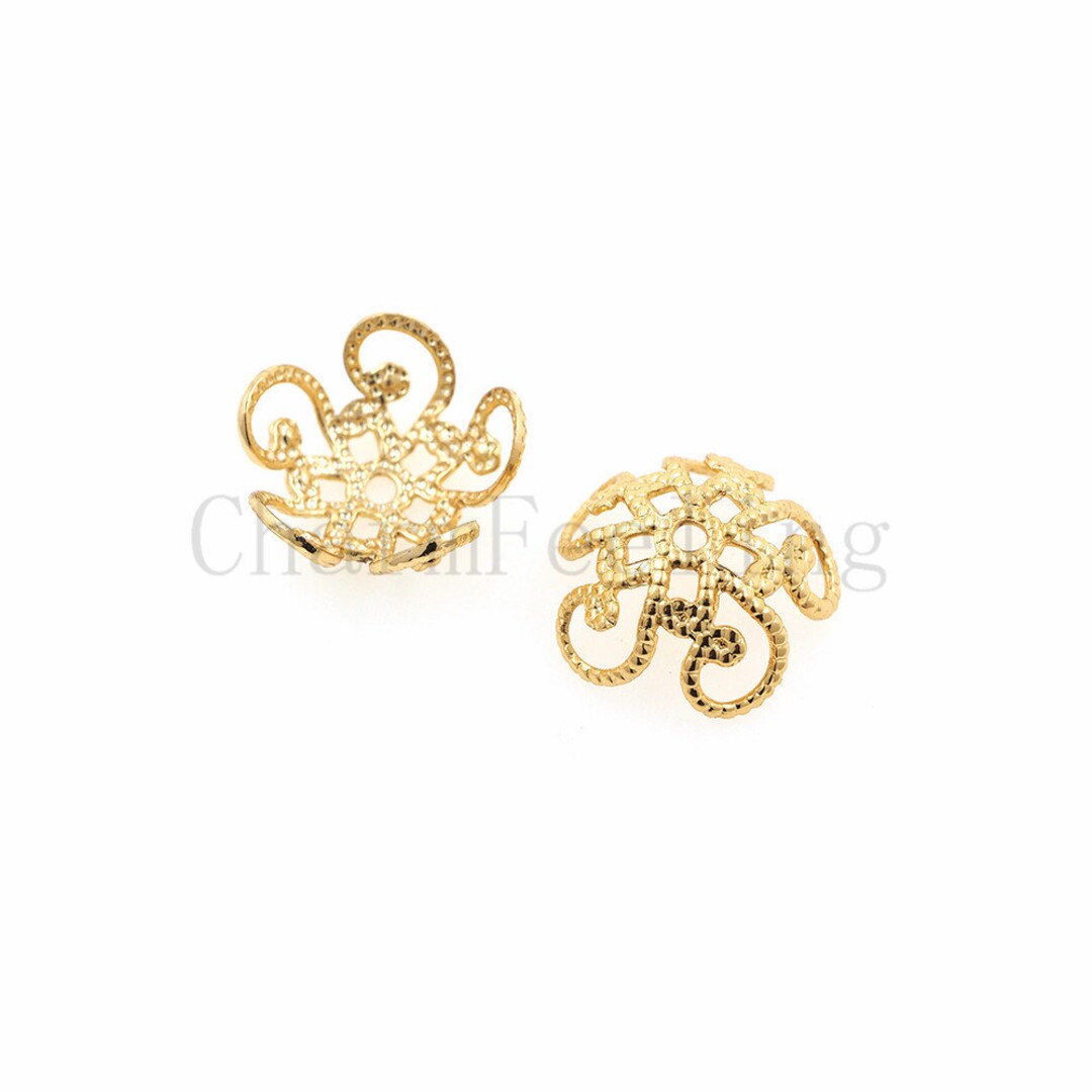 10 Pcs 18K Gold Filled Flower Bead Caps,pearl Caps,round Bead Caps ...