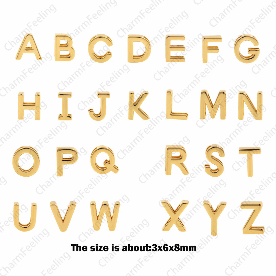 Shiny Gold Letters Spacer Beads，gold Bead Charms，alphabet Beads 3× 6× ...