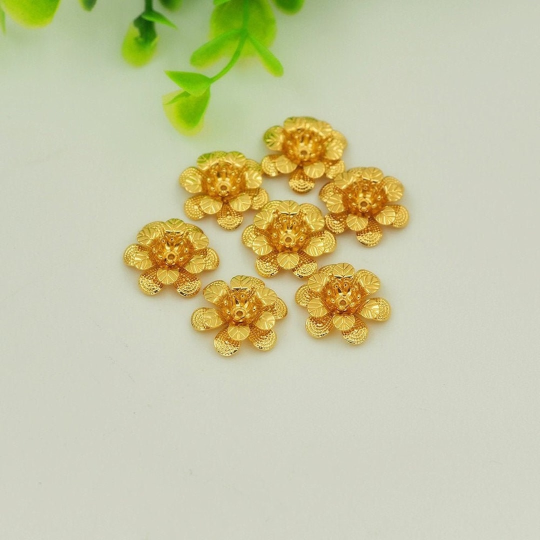 10 Pcs 18K Gold Filled Flower Bead Caps,pearl Caps,round Bead Caps ...