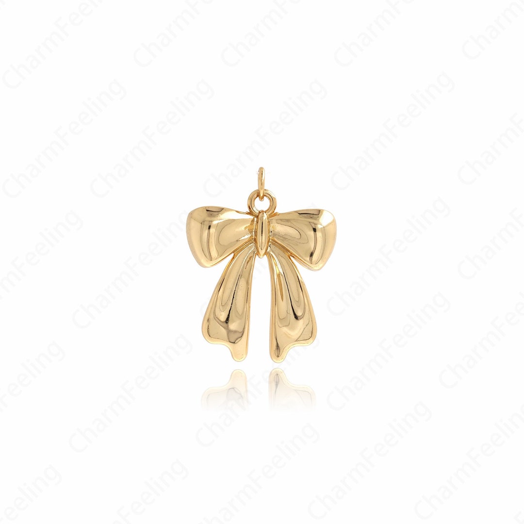 18K Gold Filled Bow Charm, Gold Bow Necklace, Bow Pendant,dainty Knot Charm, DIY Jewelry ...