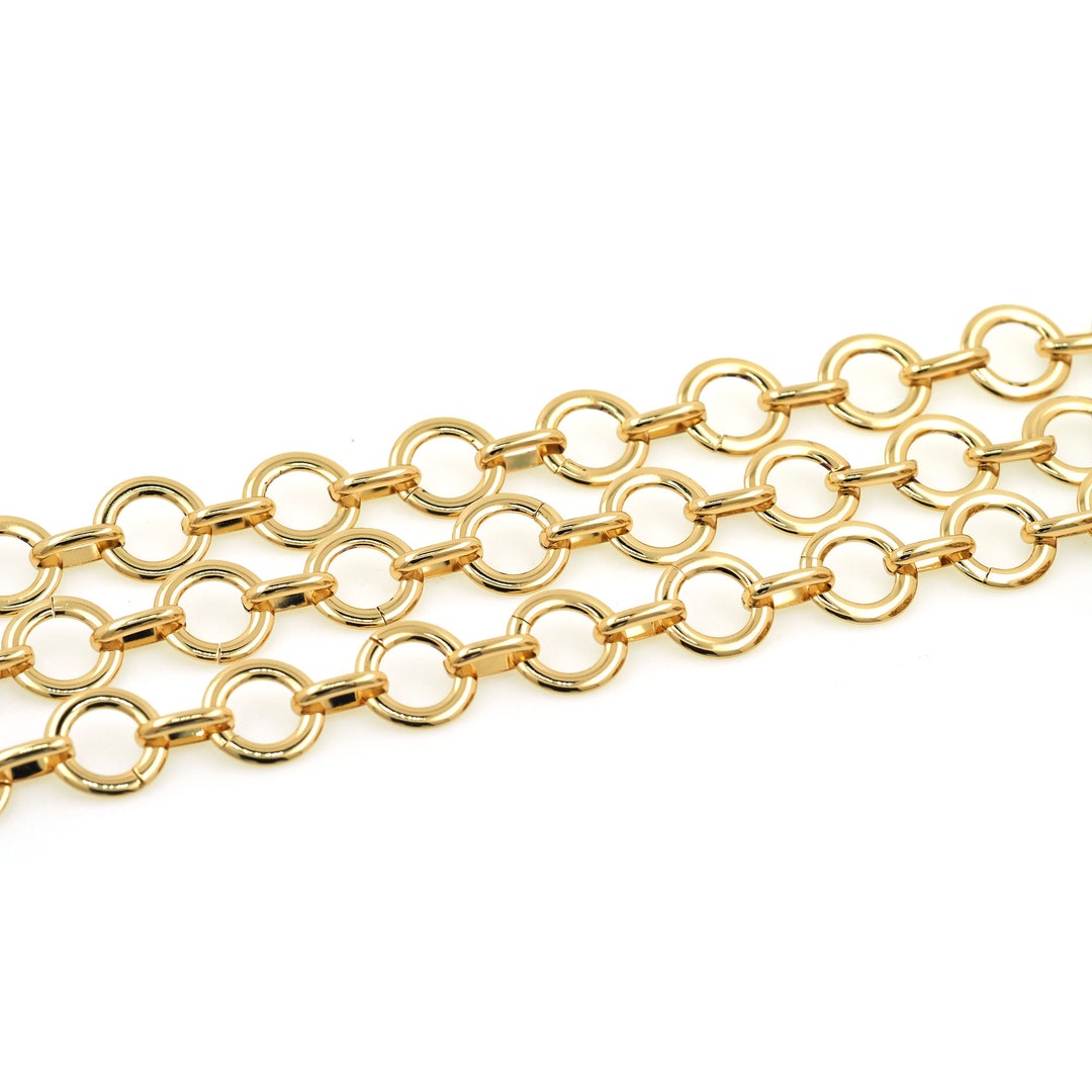 1 Meter, Brass Gold-plated Chain, 18K Gold Filled Round Twisted Chain ...