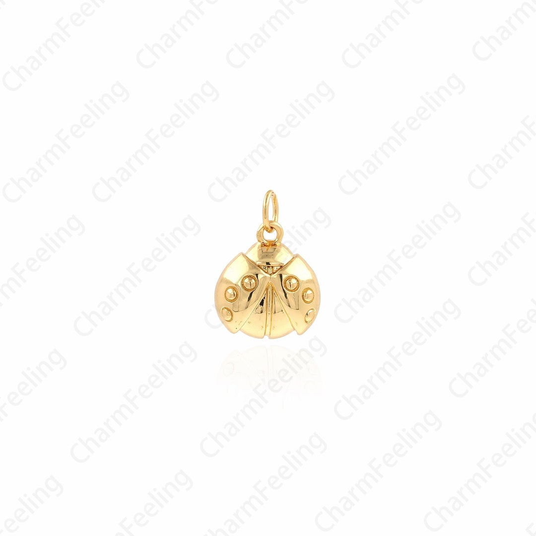Ladybug Pendant, 18K Gold Filled Beetle Necklace, Insect Charms ...