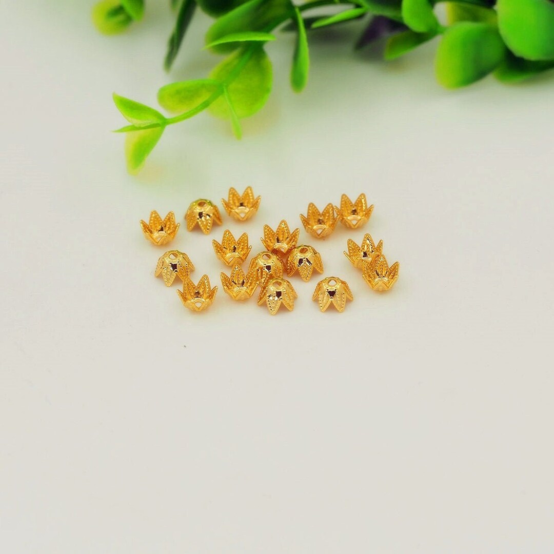 10 Pcs 18K Gold Filled Flower Bead Caps,pearl Caps,round Bead Caps ...