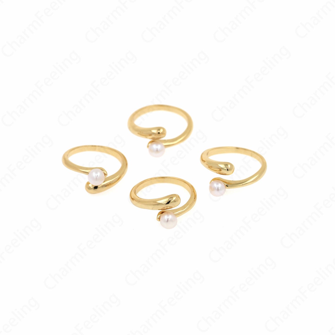 Pearl Line Rings, Pearl Rings, Simple Rings, 18K Gold Filled Fashion ...