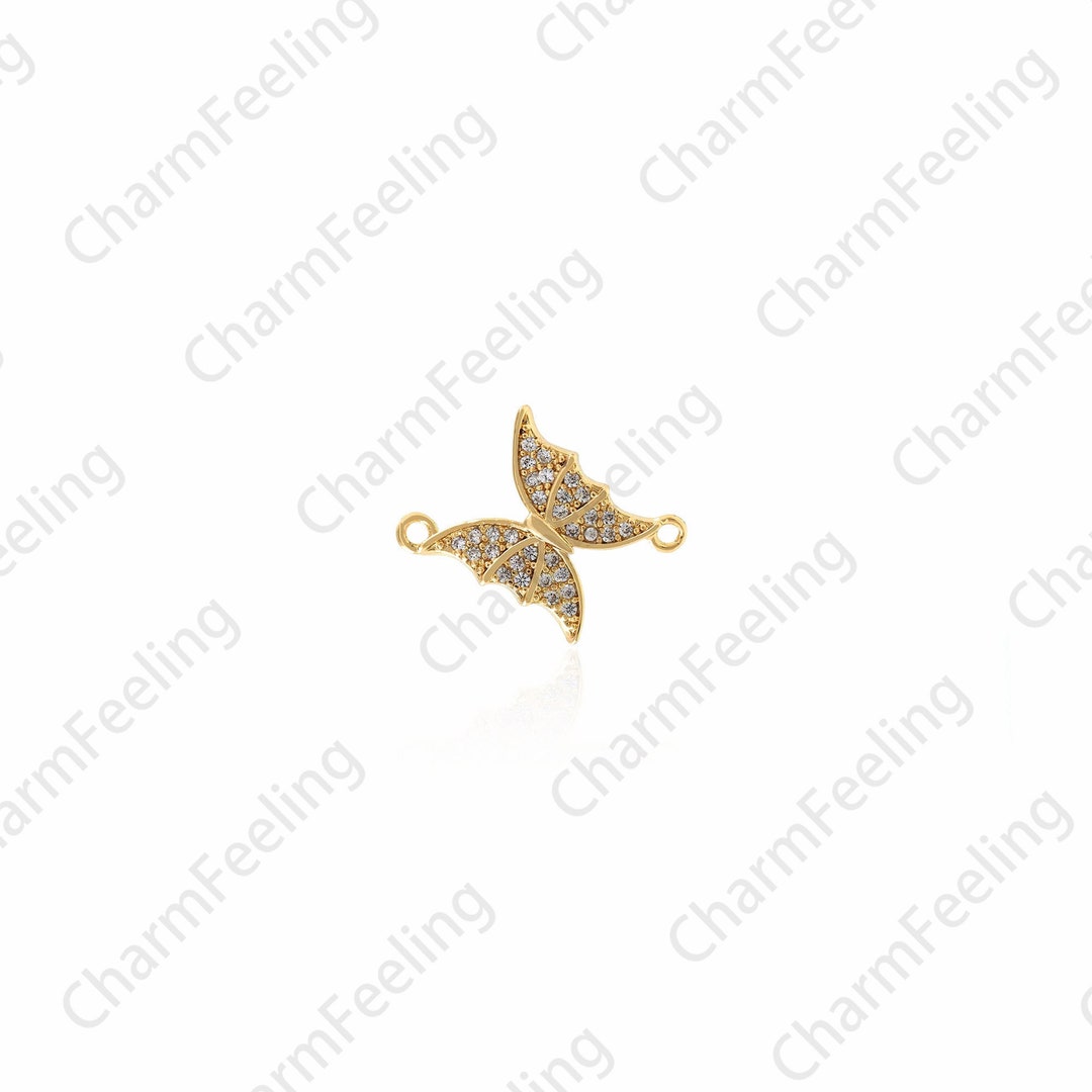 Insect Connector, Micro-pavé CZ Butterfly Connector, Animal Charm, 18K ...