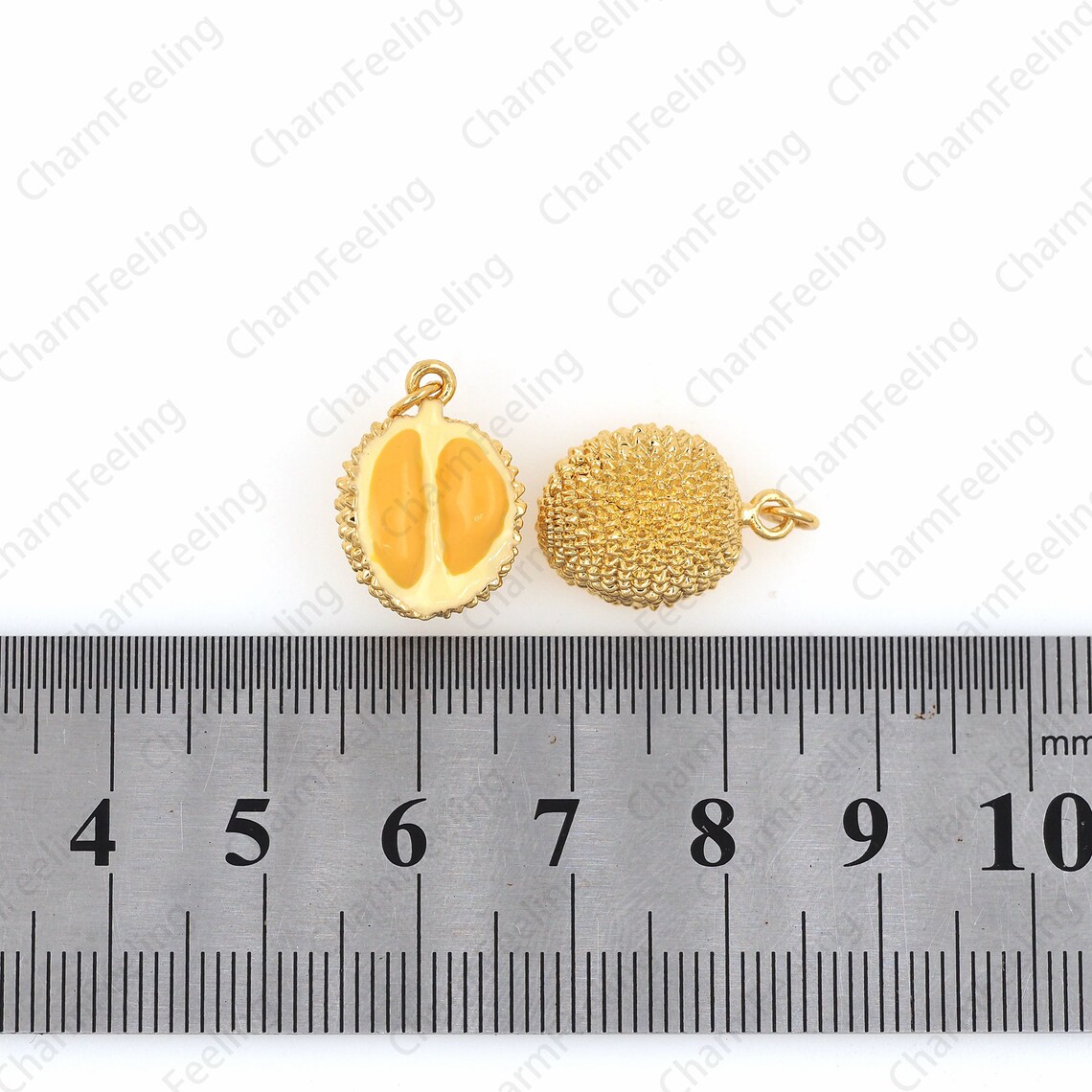 Durian Pendant, Fruit Charm, 18K Gold Filled Enamel Durian Necklace ...