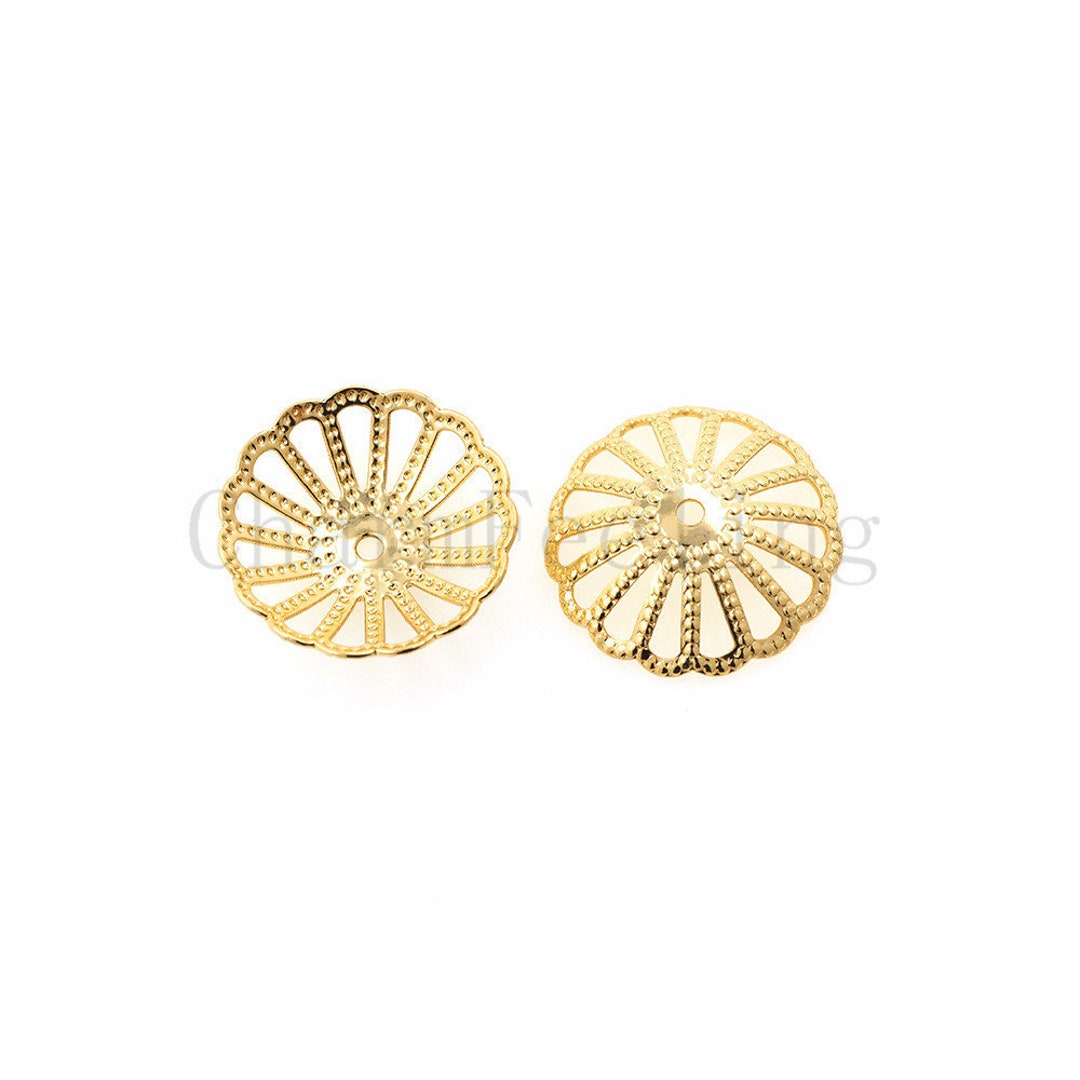 10 Pcs 18K Gold Filled Flower Bead Caps,pearl Caps,round Bead Caps ...