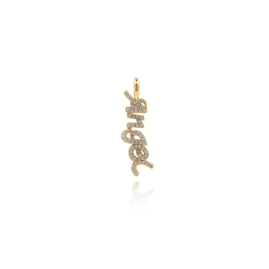 Anger Pendant, Micropavé CZ Anger Necklace, Letter Charm, 18K Gold ...