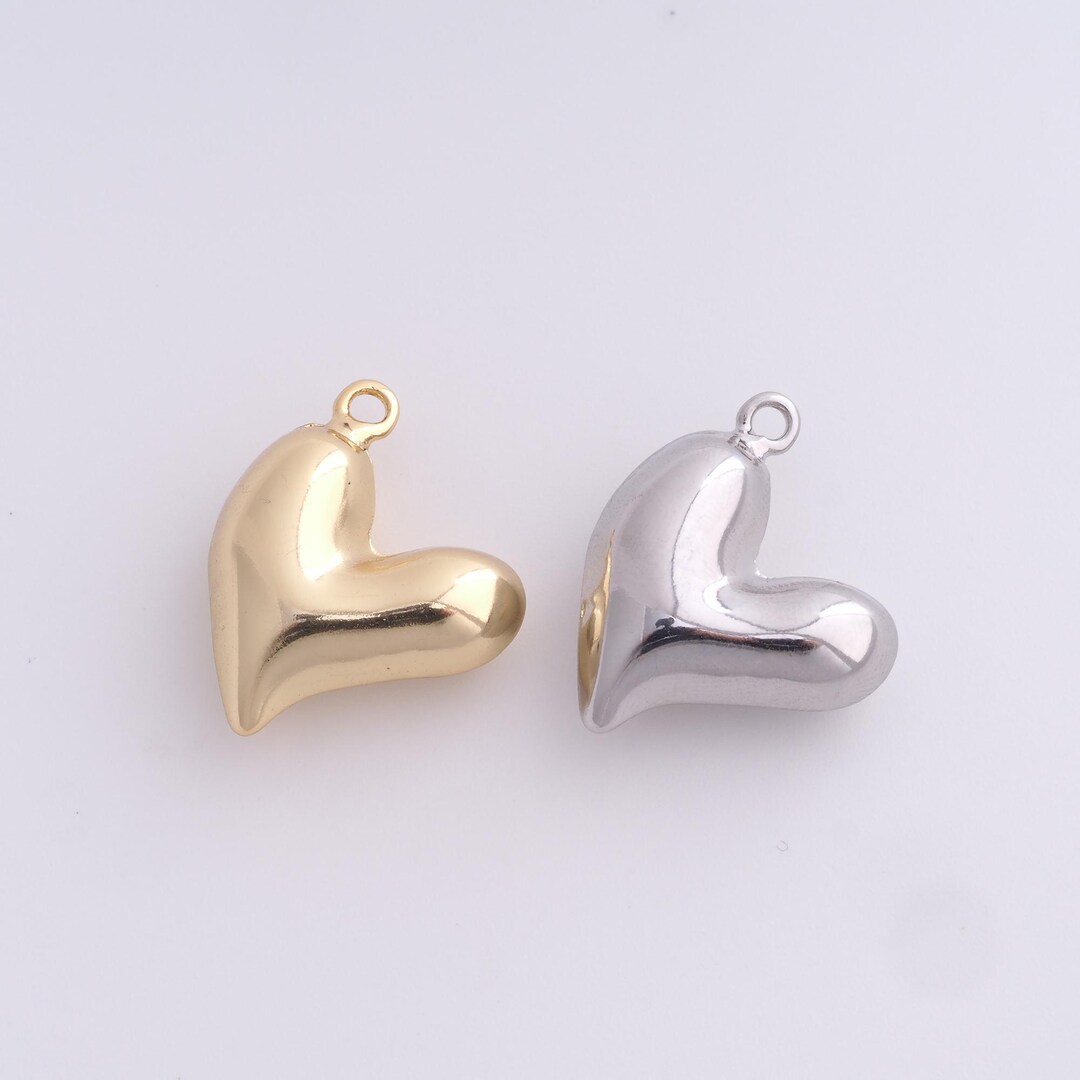Puffed Heart Pendant,dainty Love Necklace,18k Gold Filled Heart Charm ...