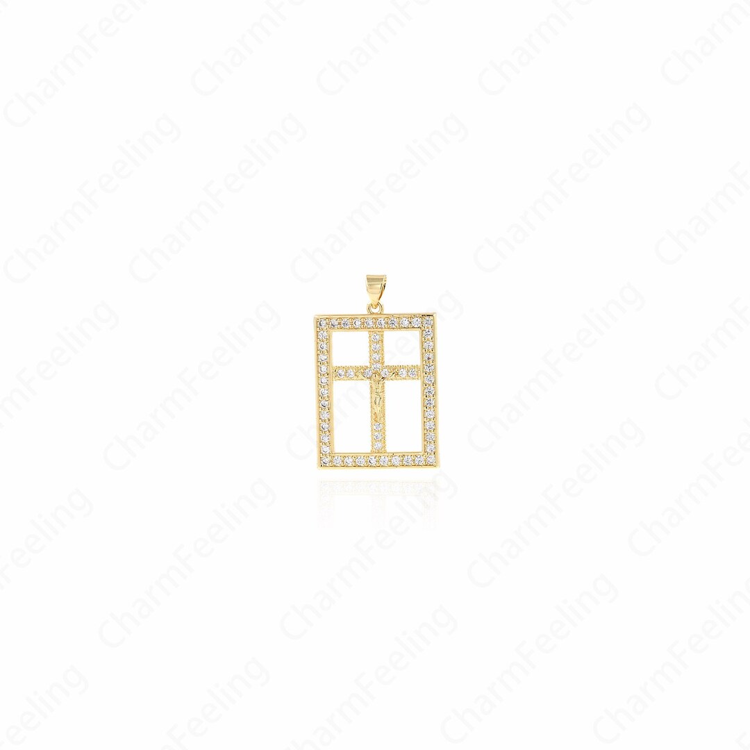 Rectangular Pendant, Rectangular Cross-shaped Pendant, Religious Charm ...