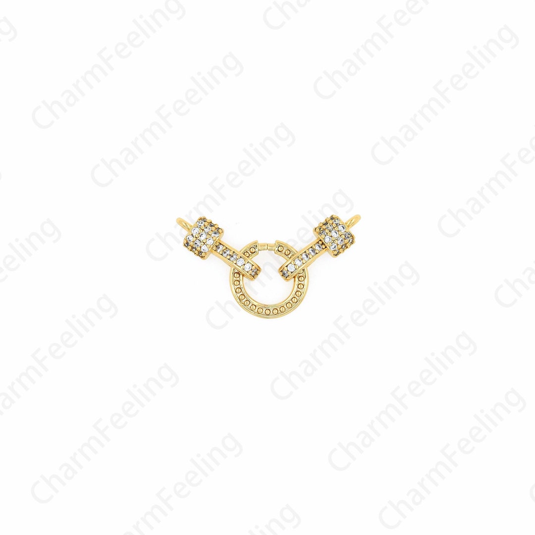 Micropave CZ Round Clasp,18k Gold Filled Snap Clasp, Necklace Clasp ...