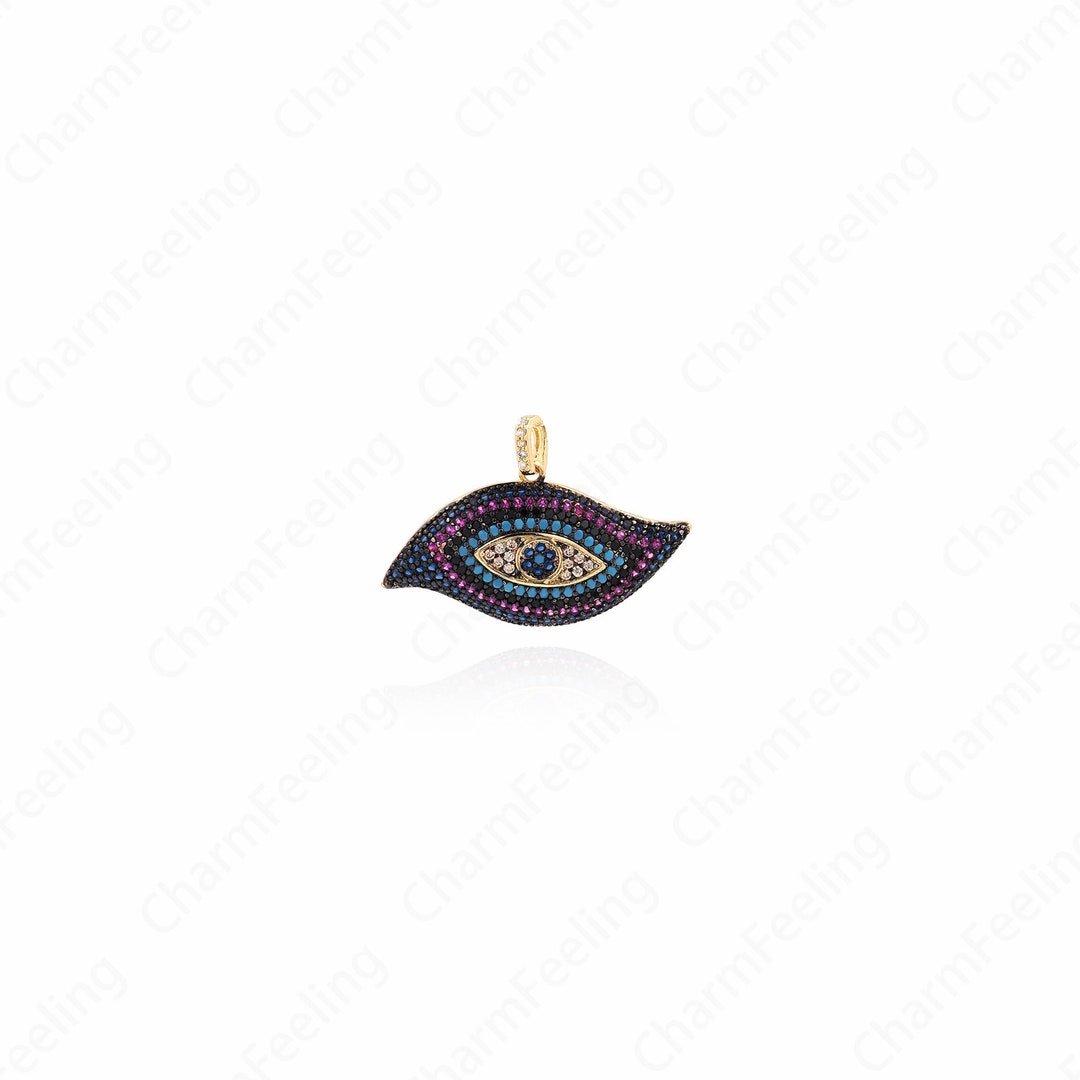 Micropavé CZ Lucky Eye Necklace, 18K Gold Filled Beautiful Eye Pendant ...