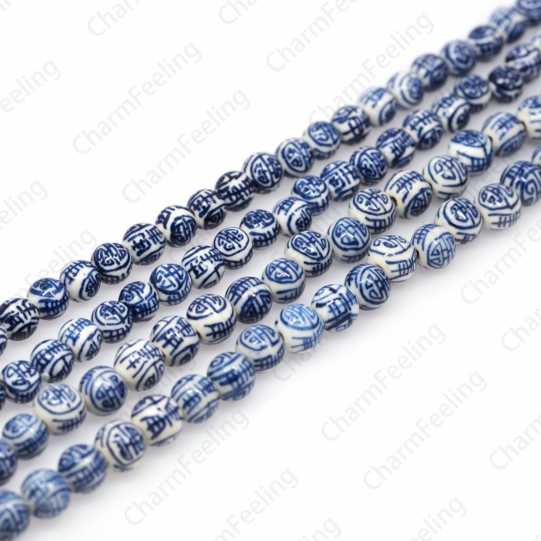 Ceramic Longevity Beads,band-painted Ceramic Beads,chinese Style Retro ...