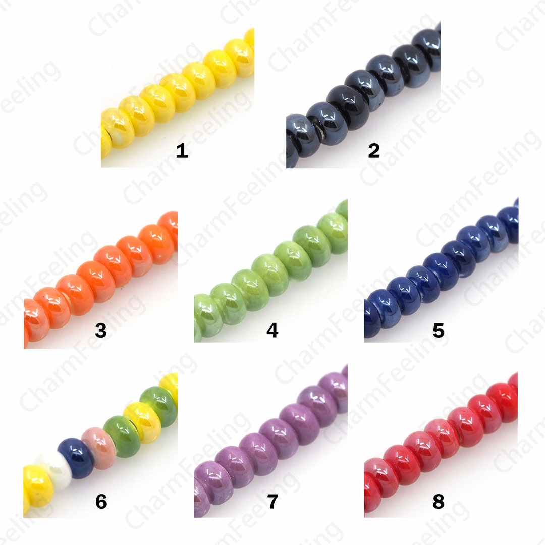 Abacus Beads,oval Ceramic Beads, Hand Painted Ceramics, Glazed Painted ...
