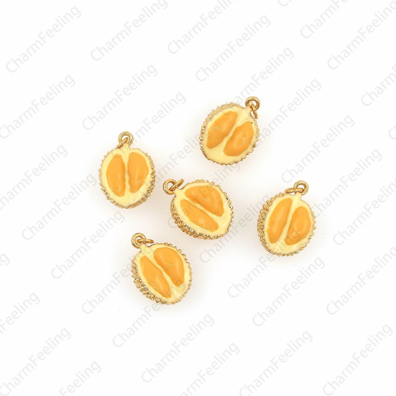 Durian Pendant, Fruit Charm, 18K Gold Filled Enamel Durian Necklace ...