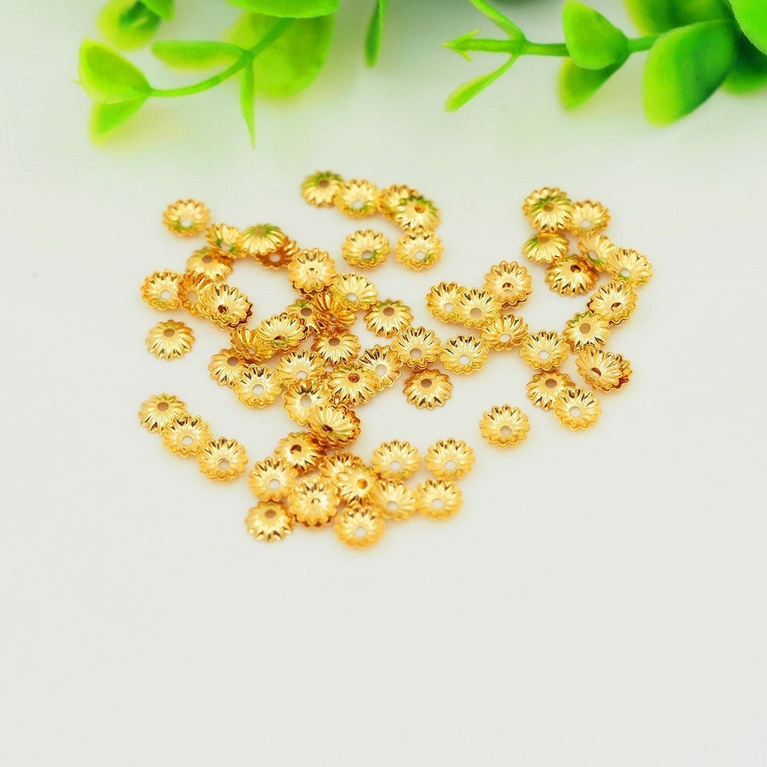 10 Pcs 18K Gold Filled Flower Bead Caps,pearl Caps,round Bead Caps ...
