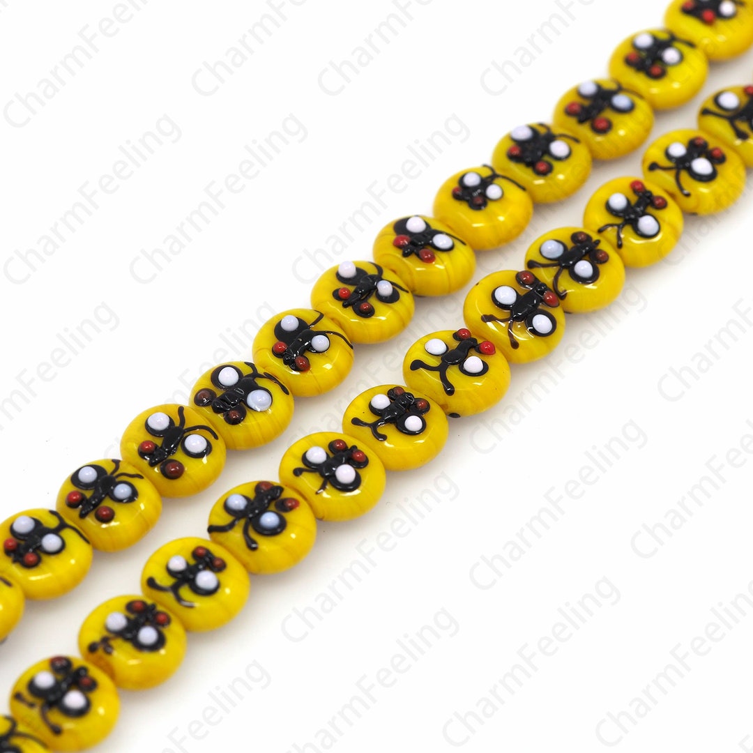 Insect Spacer Beads, Murano Glass Beads, Bee Jewelry, Insect Charms ...