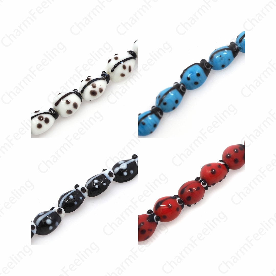 Ladybug Beads, Insect Jewelry, Ladybug Glass Beads, Murano Glass ...
