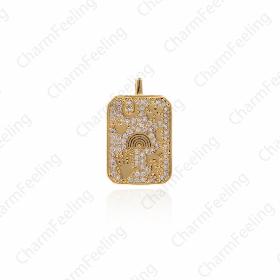 18K Gold Filled Rectangular Lucky Pendant Lucky Charm - Etsy