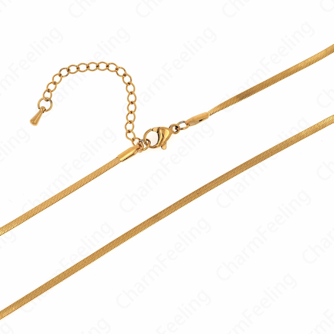 Flat Necklace,stainless Steel Chain Classic Chain Necklace Gold ...