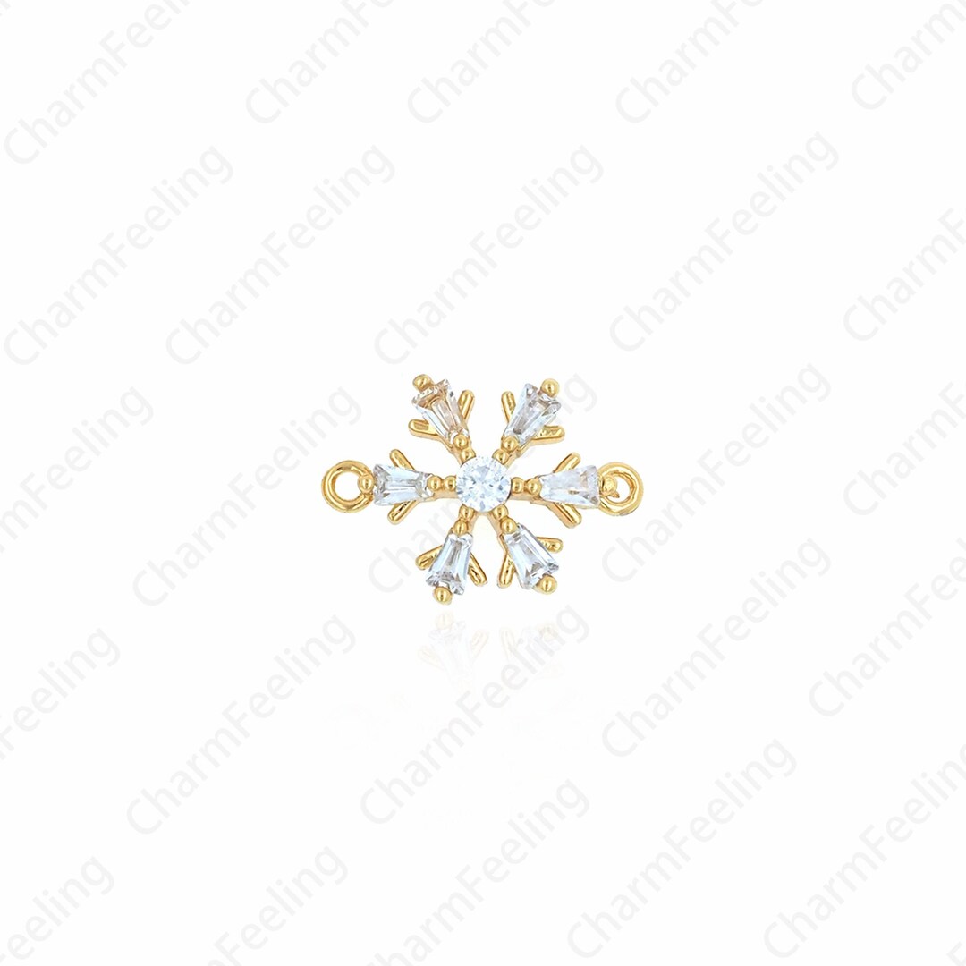 Snowflake Connector,18k Gold Filled Snowflake Charm, Weather Connector ...