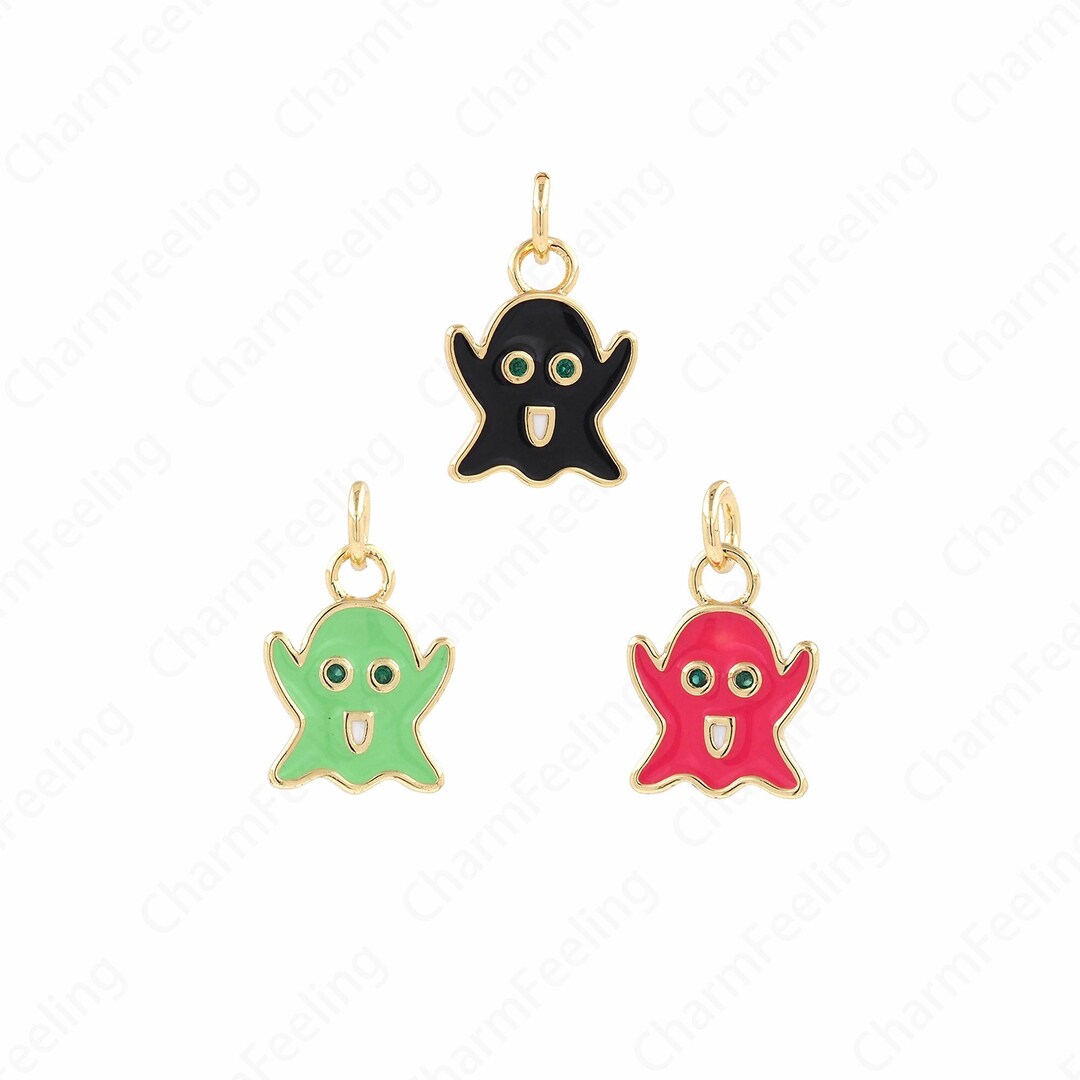 18K Gold Filled Ghost Charm, Ghost Pendant, Micropavé CZ Ghost Necklace ...