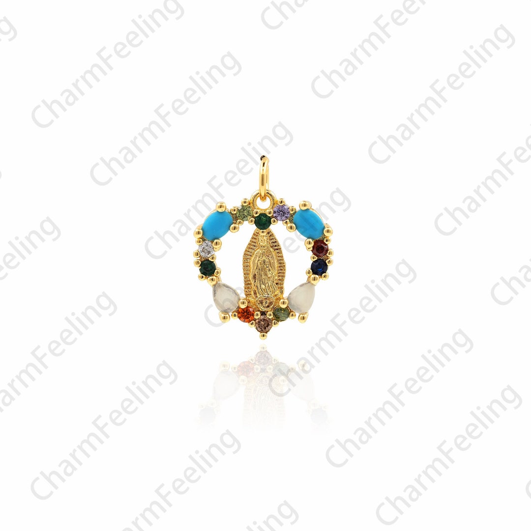 Virgin Mary Charm, 18K Gold Filled Heart-shaped Maria Necklace ...