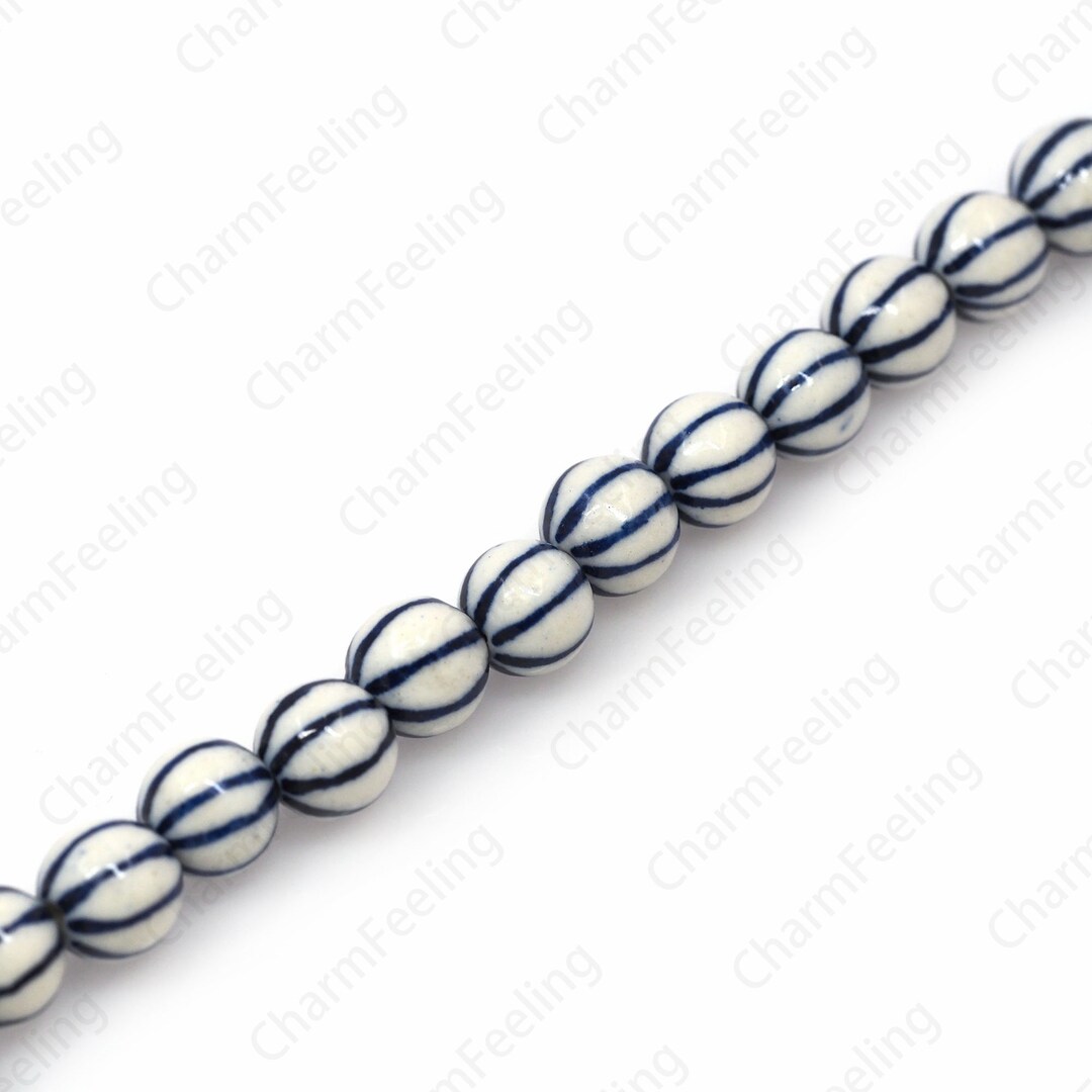 Ceramic Ball Beads Glazed Ceramic Beads Hand-painted Beads Striped ...