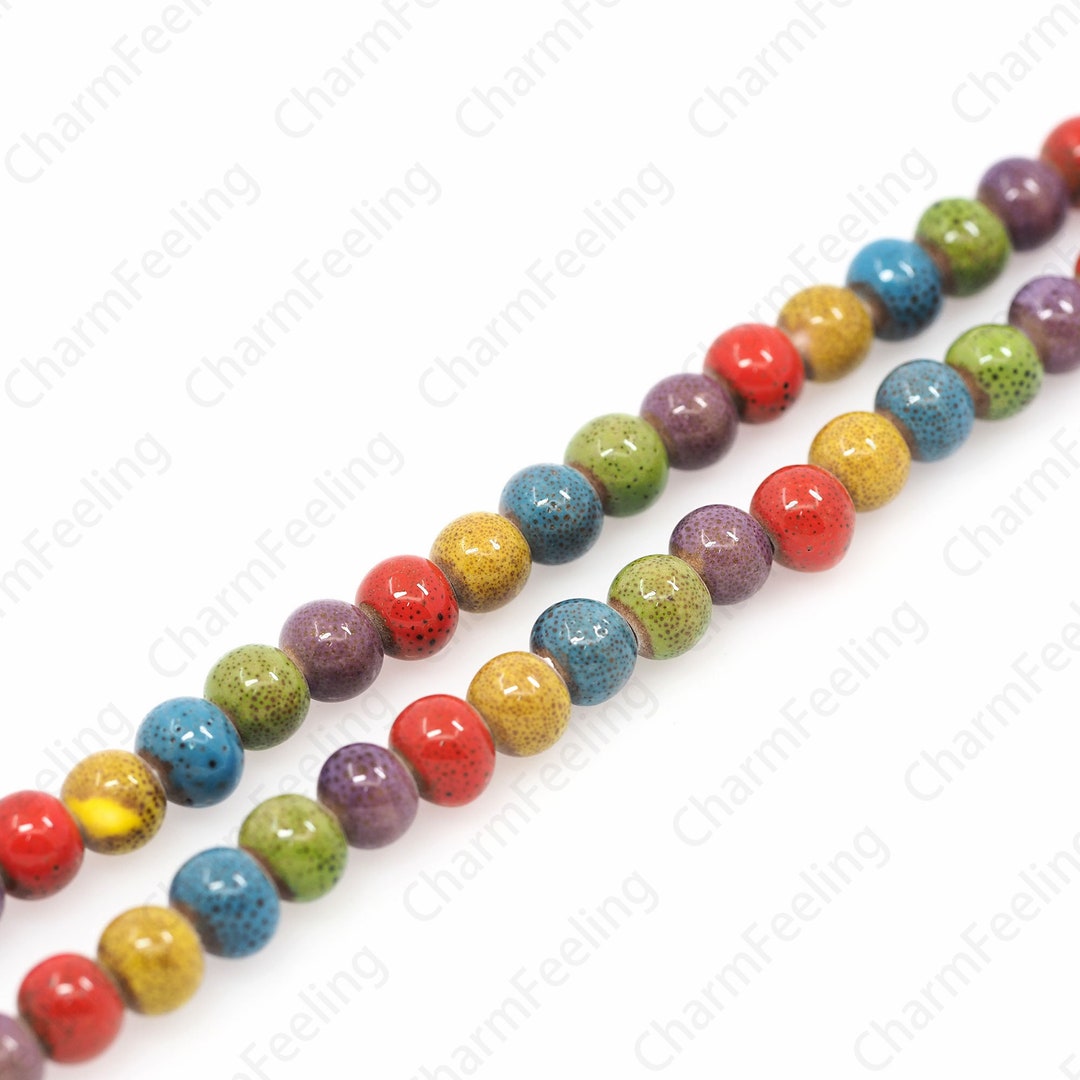 Hand-painted Ceramic, Painted Ceramic Beads, Round Spacing Beads ...
