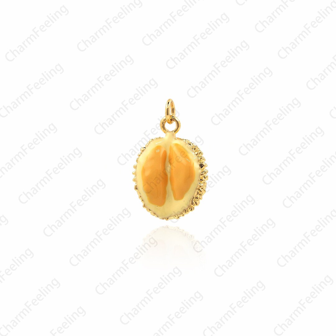 Durian Pendant, Fruit Charm, 18K Gold Filled Enamel Durian Necklace ...