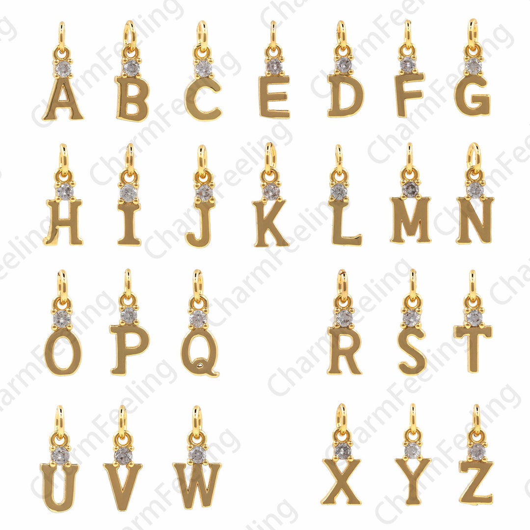 18K Gold Filled Letter Pendant,micropavé CZ Letter Necklace,text Charm ...