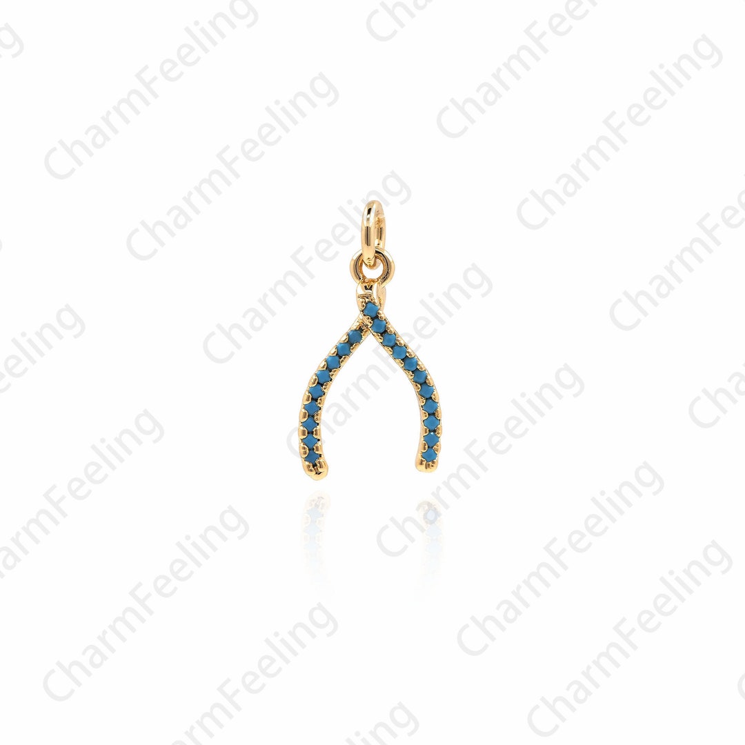 Wishing Bone Pendant, Wishing Bone Charm, Micro-pave Wishing Bone ...