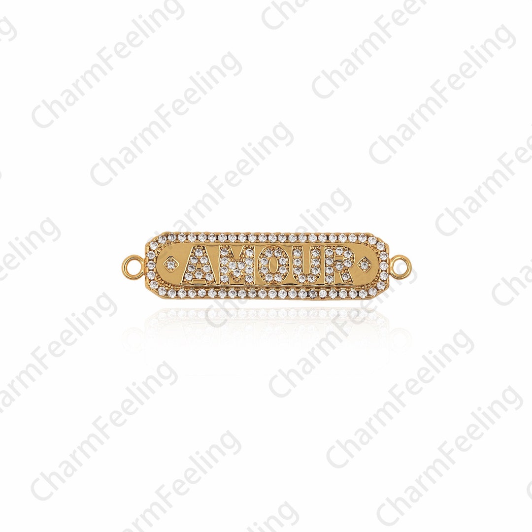 Amour Connector, Filled Gold Charm Linker, Valentine's Day Charm ...