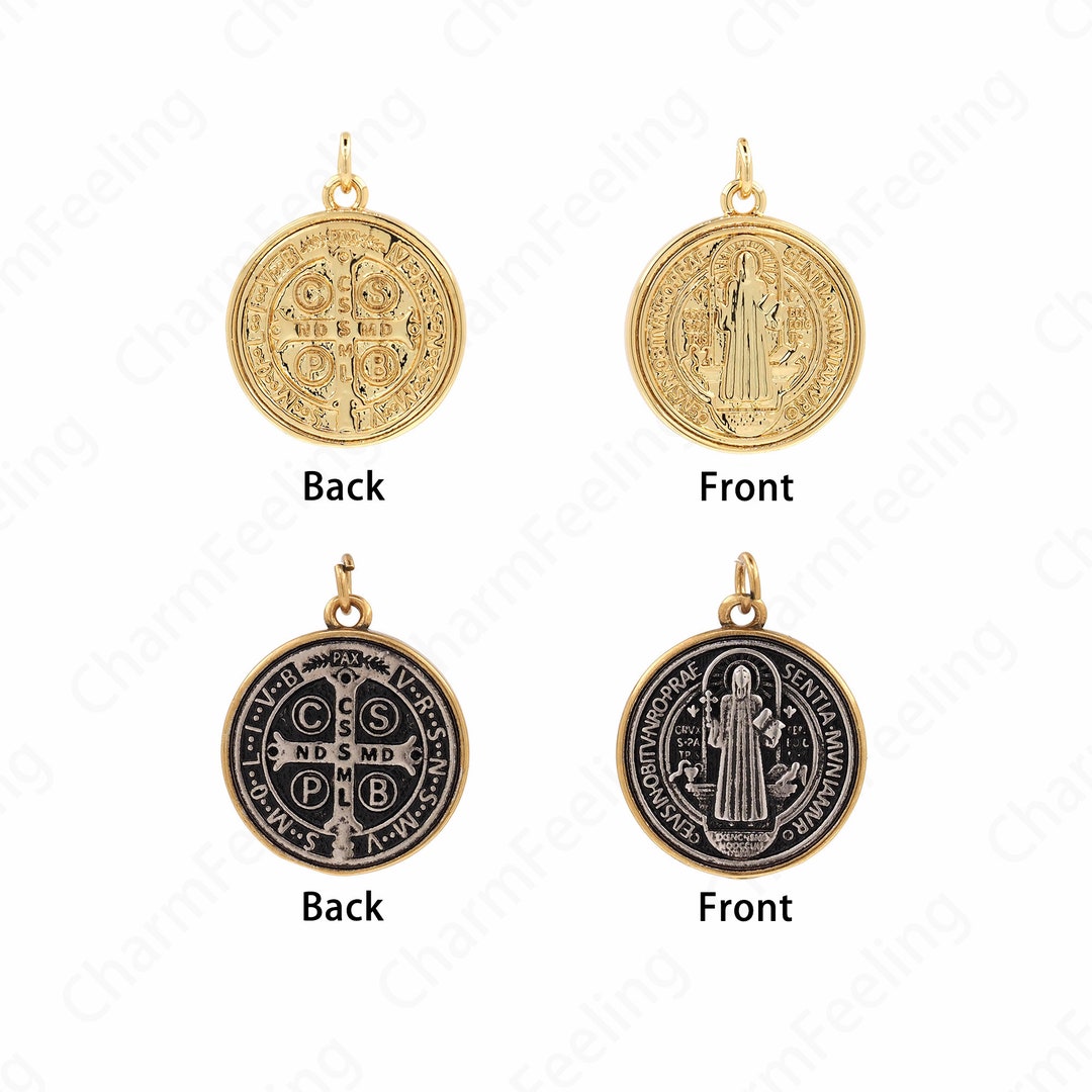 CSSML Benedictine Gold Medal Charm,18k Gold Filled Saint Benedict Cross ...
