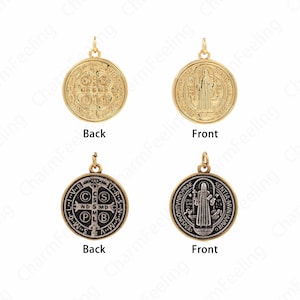 CSSML Benedictine Gold Medal Charm,18k Gold Filled Saint Benedict Cross ...