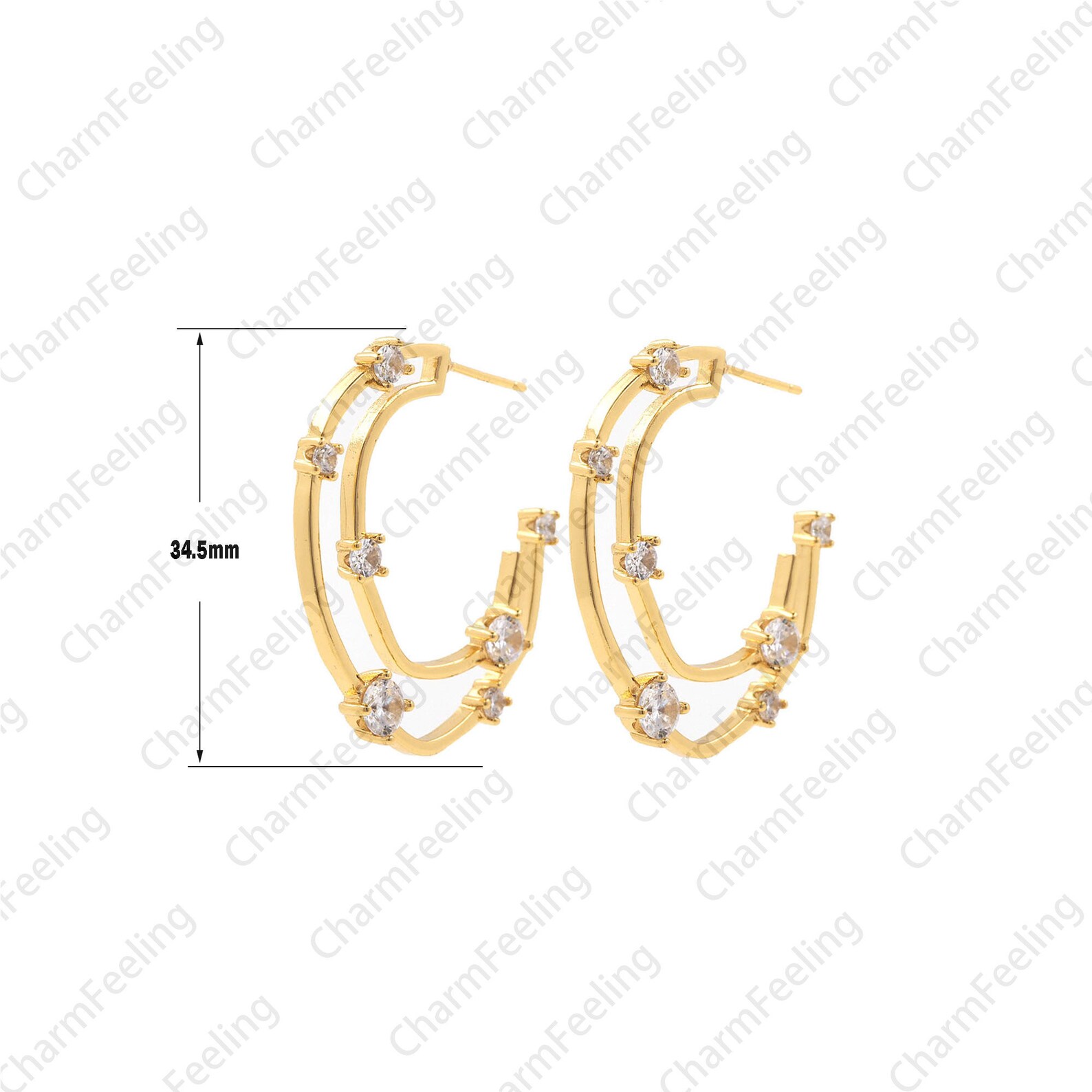 C-shaped Earrings, Mini Earrings, Personalized Earrings, Brass Earrings ...