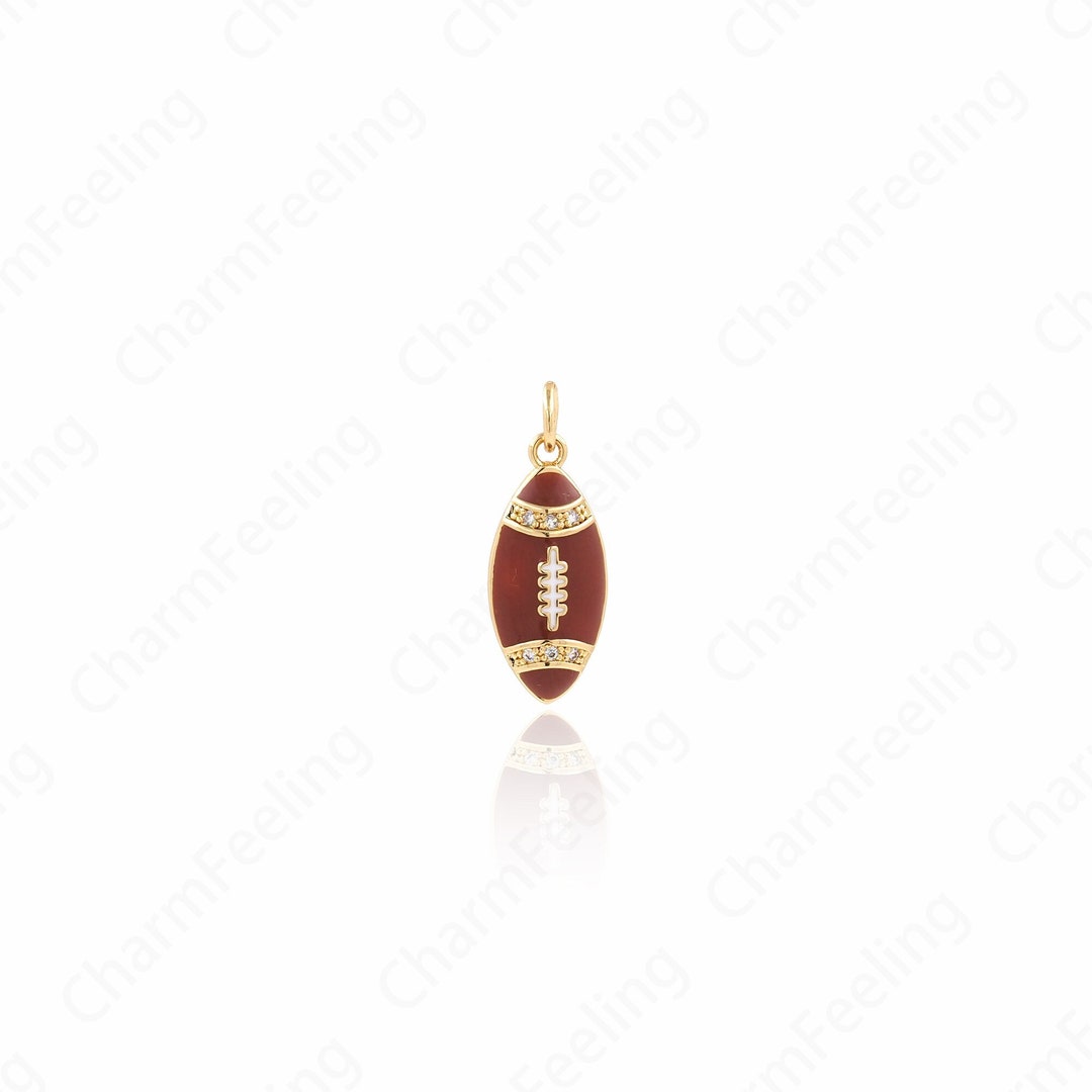 Rugby Charm, 18K Gold Filled Enamel Rugby Pendant, Rugby Necklace ...