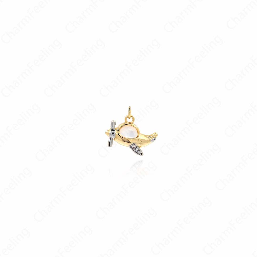 Helicopter Pendant,micropavé CZ Flying Charm,travel Pendant,18k Gold ...
