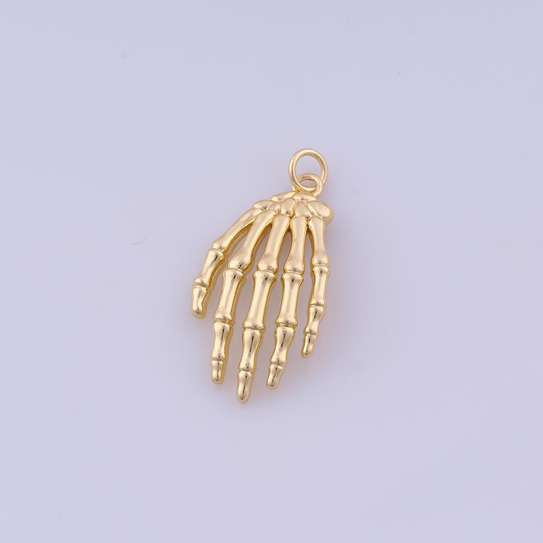 Gold Skeleton Hand Charm,skeleton Pendant,18k Gold Filled Hand Bone ...