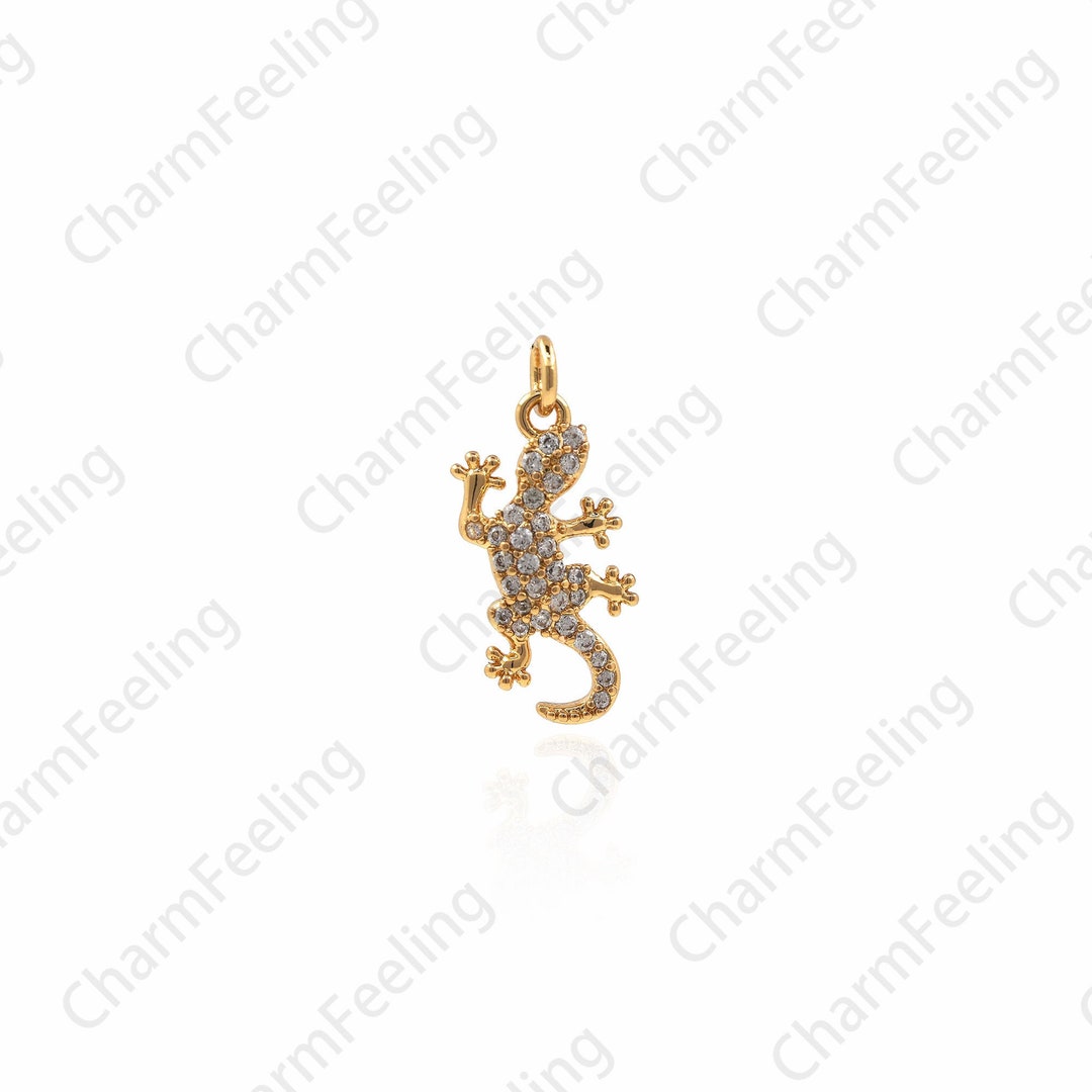 18K Gold Filled Gecko Necklace, Gecko Pendant, Animal Charm, Gecko ...