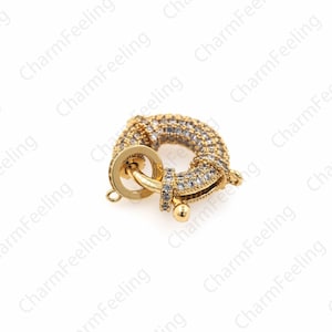 Micro-pave Round Spring Clasp, Nautical Clasp, Wheel Clasp, CZ Necklace ...